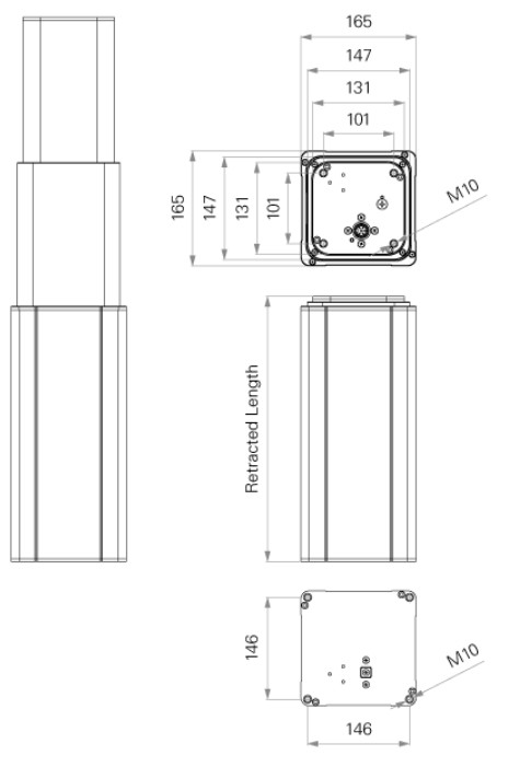 6000N Lifting Column 35mm/S Three Stage POT Hall Sensors 24V DC 8.6mm/S